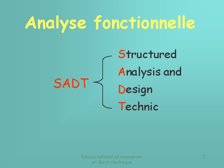 Analyse fonctionnelle La SADT du point de vue