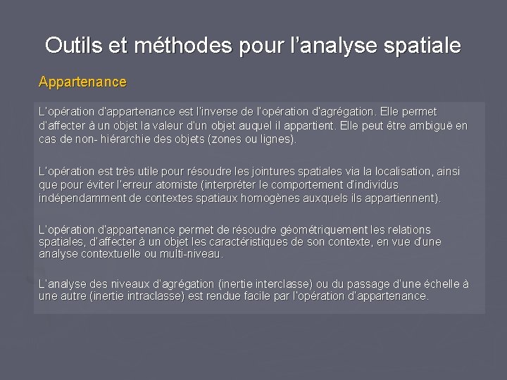 Module SIGSant 12 SIG et analyse spatiale Outils