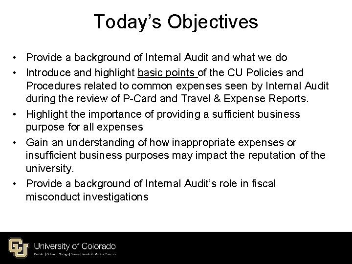 Role of Internal Audit What does Internal Audit