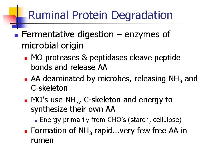 Ruminant Protein Nutrition More appropriate Rumen Nitrogen Metabolism