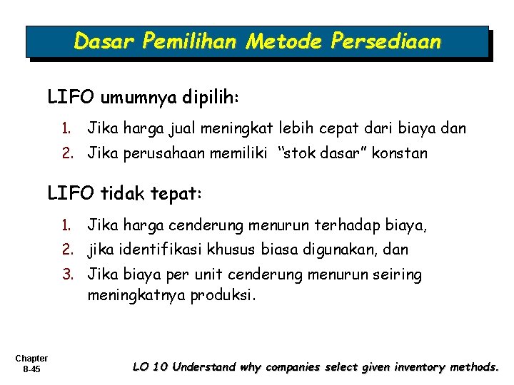 Penilaian Persediaan Pendekatan DasarBiaya Bab 8 Akuntansi Intermediate