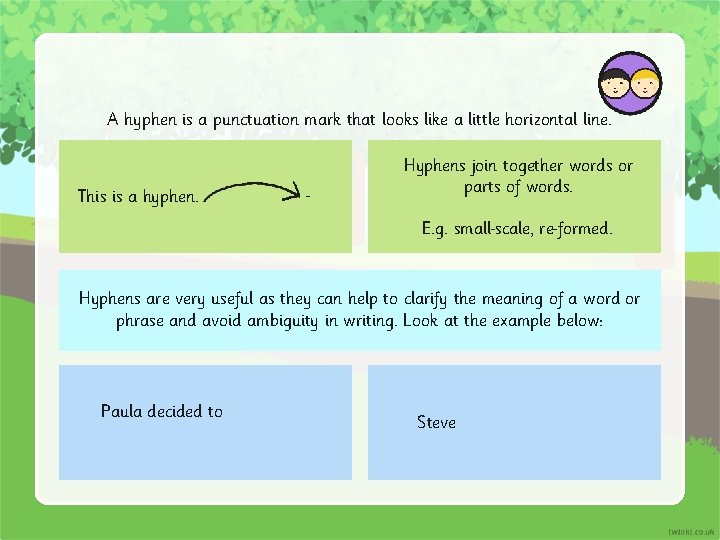 Spelling Punctuation and Grammar Hyphens SPa G Hyphens