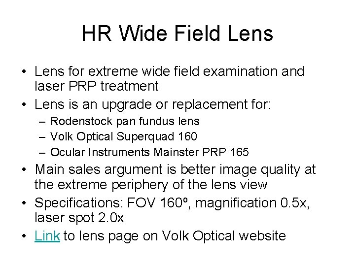 Volk Optical Laser Lenses Distributor Product Presentation December