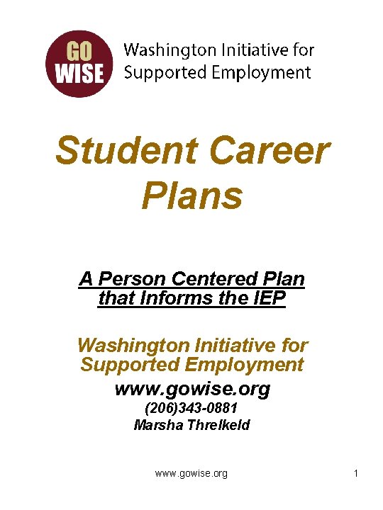 Student Career Plans A Person Centered Plan that