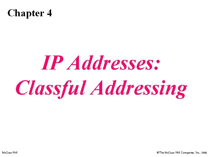 Chapter 4 IP Addresses Classful Addressing Mc GrawHill