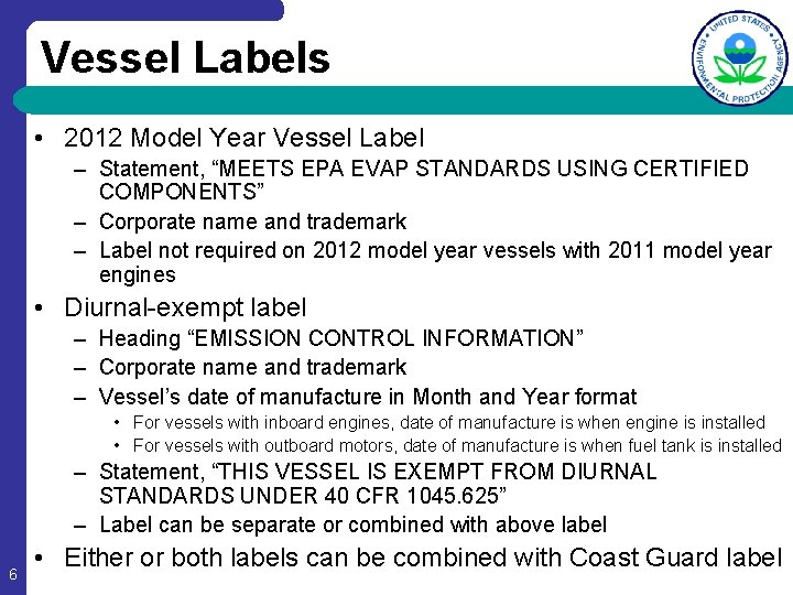 Evaporative Emission Standards for Boats Office of Transportation