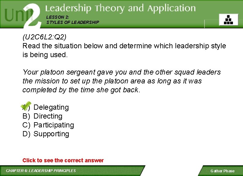 LESSON 2 STYLES OF LEADERSHIP CHAPTER 6 LEADERSHIP