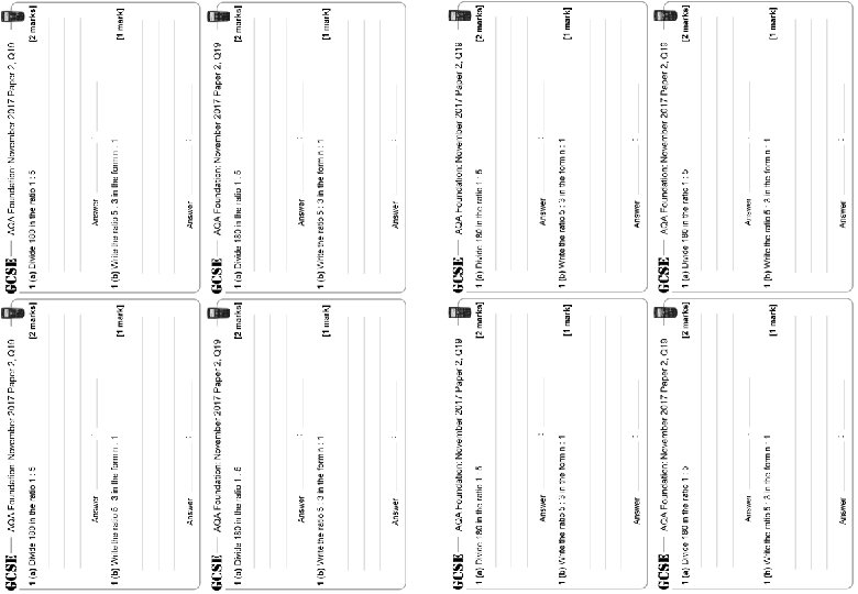 Comparing Ratios Foundation GCSE Questions AQA These questions