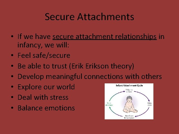 Infant Bonding Attachments Trust What types of things