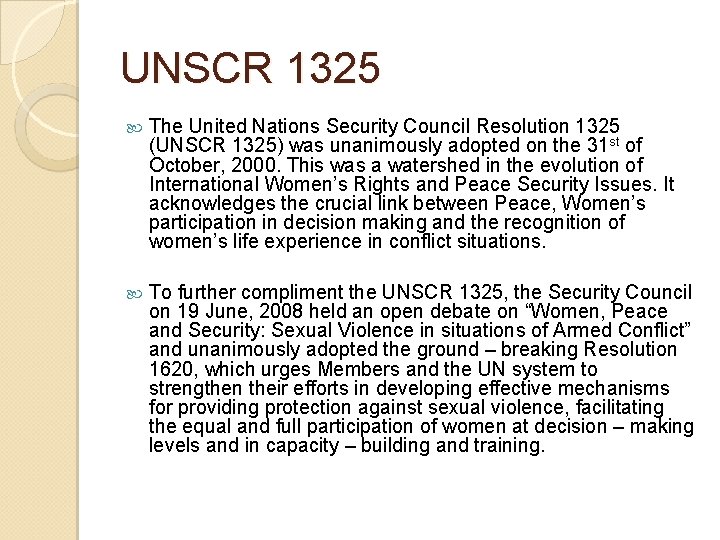 NATIONAL ACTION PLAN NAP ON UN RESOLUTION 1325