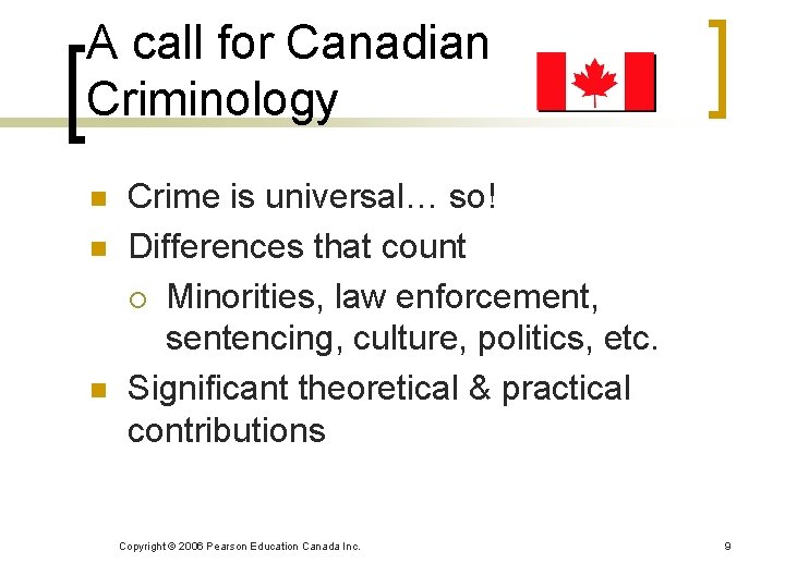 Chapter 1 Canadian Criminology Its nature and structure