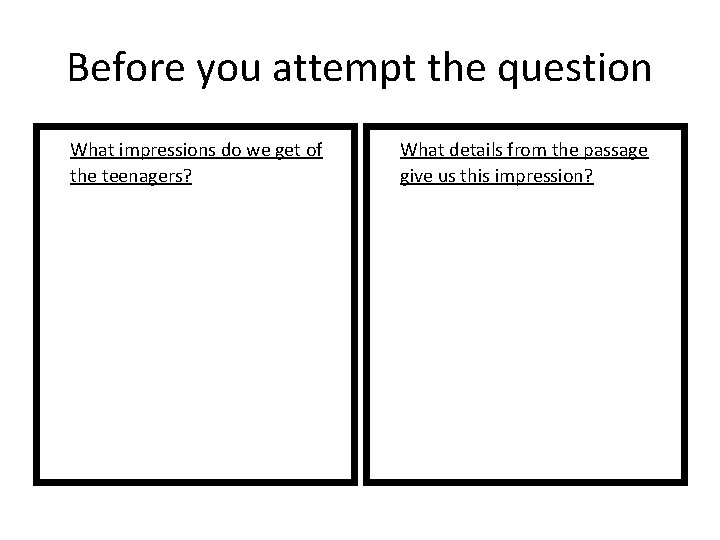Unit 1 Reading What impressions Types of Questions