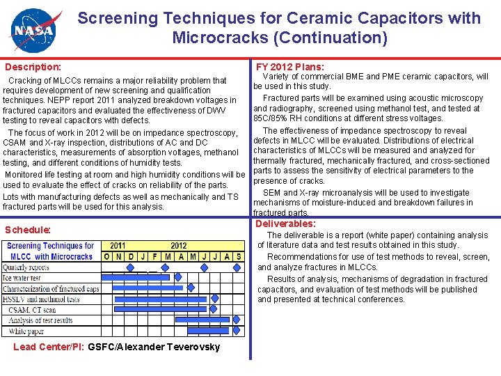 Screening Techniques for Ceramic Capacitors with Microcracks Continuation