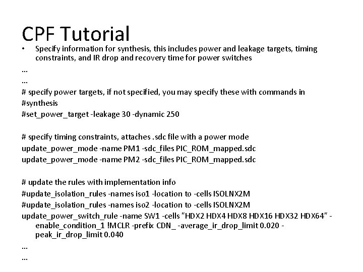 CPF Tutorial Yanqing Zhang Yousef Shaksheer CPF Tutorial