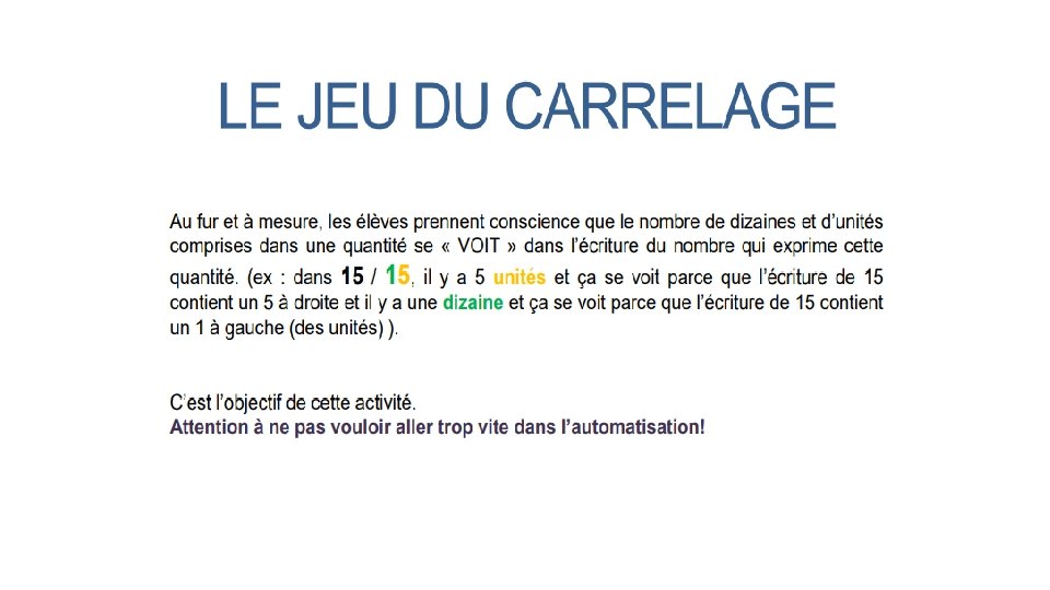 Construction du nombre au cycle 2 Mercredi 20