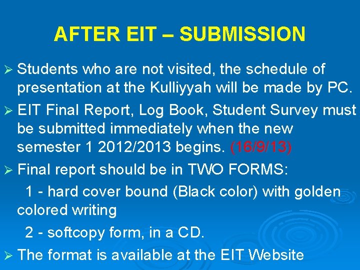 ENGINEERING INDUSTRIAL TRAINING Kulliyyah of Engineering IIUM Semester
