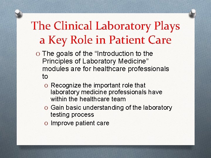 Introduction to the Principles of Laboratory Medicine Photos