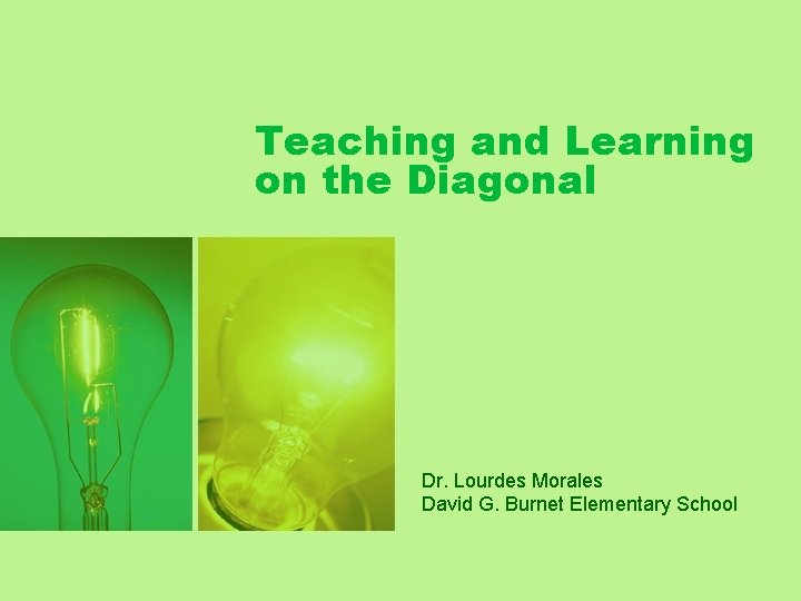 Teaching and Learning on the Diagonal Dr Lourdes