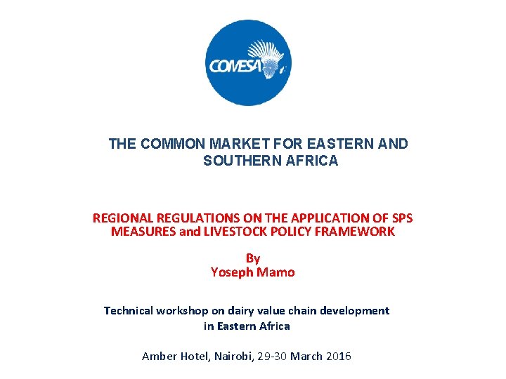 THE COMMON MARKET FOR EASTERN AND SOUTHERN AFRICA
