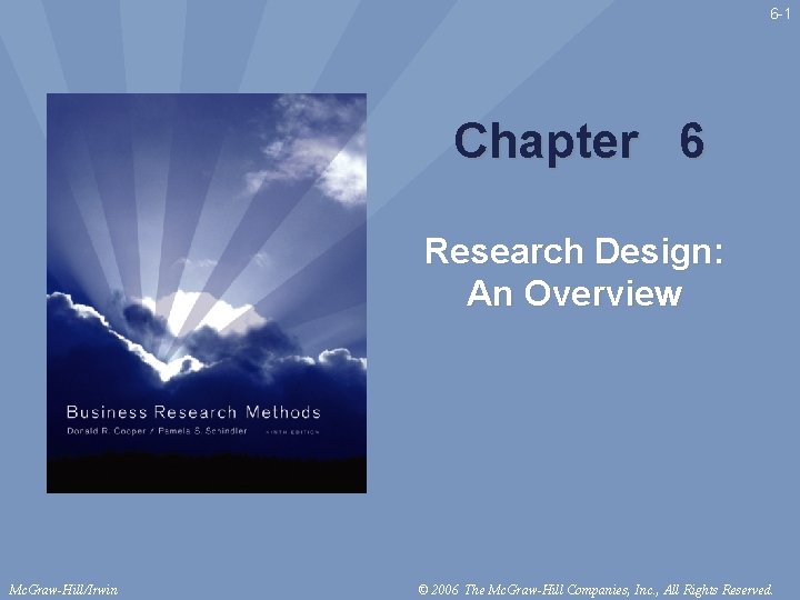 6 1 Chapter 6 Research Design An Overview