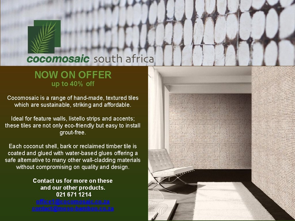 NOW ON OFFER up to 40 off Cocomosaic