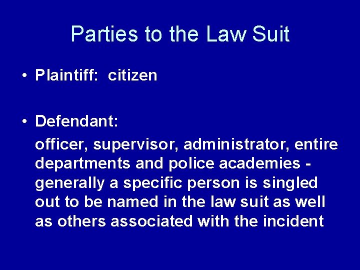 Civil Liability Conditions and Defenses What is the