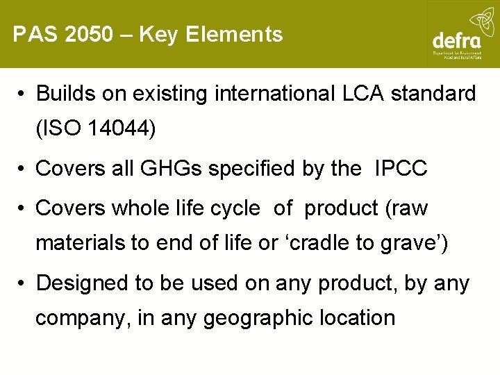 PRODUCT CARBON FOOTPRINTING PAS 2050 Lessons Learned Maureen
