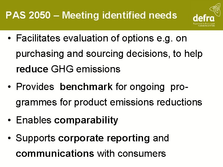 PRODUCT CARBON FOOTPRINTING PAS 2050 Lessons Learned Maureen