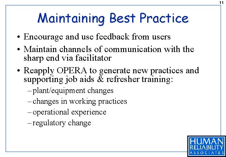 1 OPERA Optimising Procedures for Efficiency and Reduced