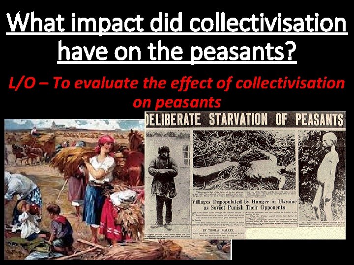 What impact did collectivisation have on the peasants