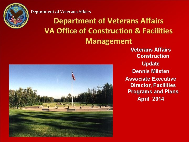 Department of Veterans Affairs VA Office of Construction