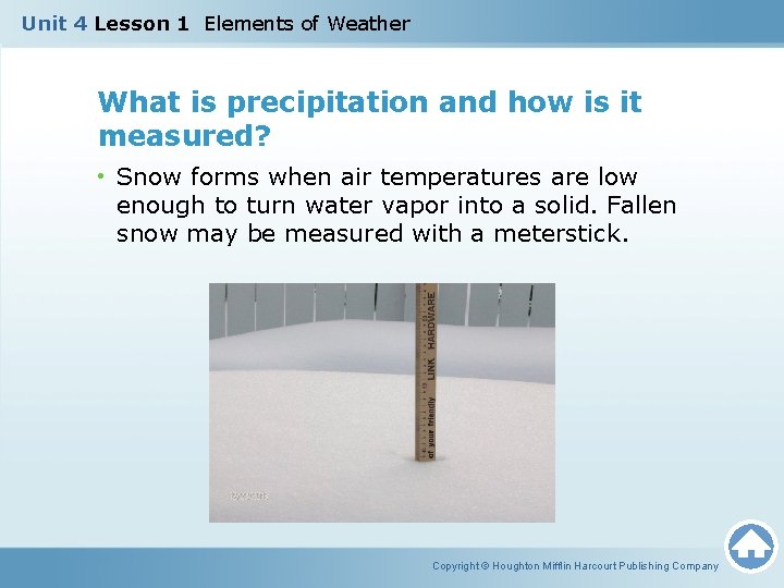 Unit 4 Lesson 1 Elements of Weather Copyright