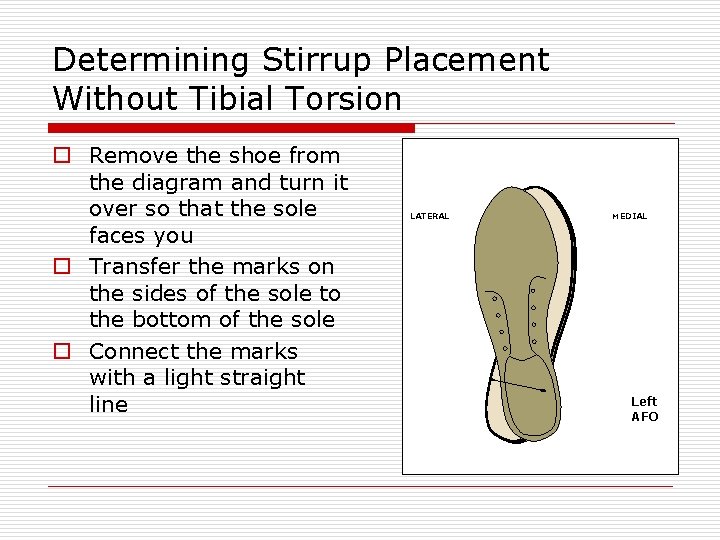 Determining Stirrup Placement For an AFO Without Tibial