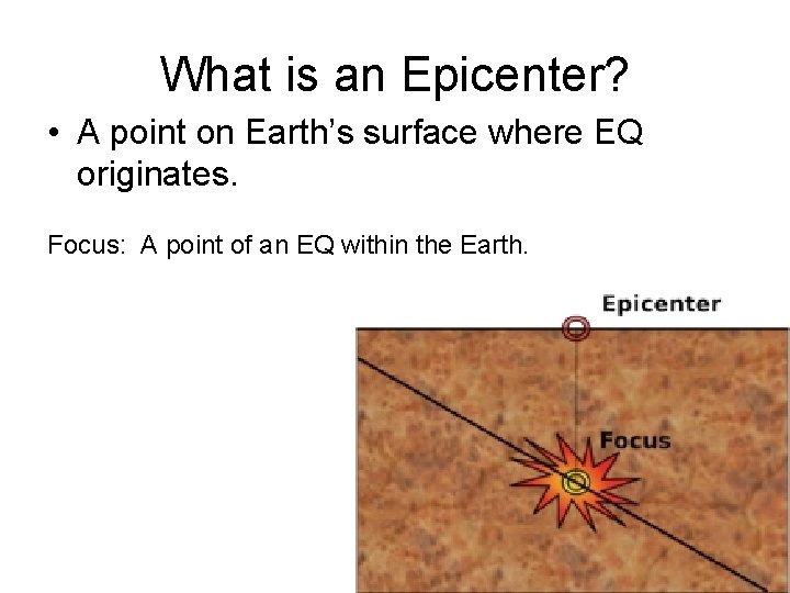 What is an Epicenter A point on Earths
