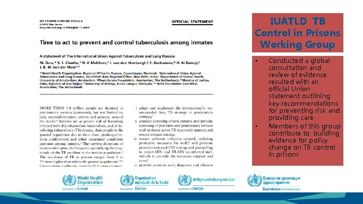 Knowledge gaps in formulating TB Control Policies for