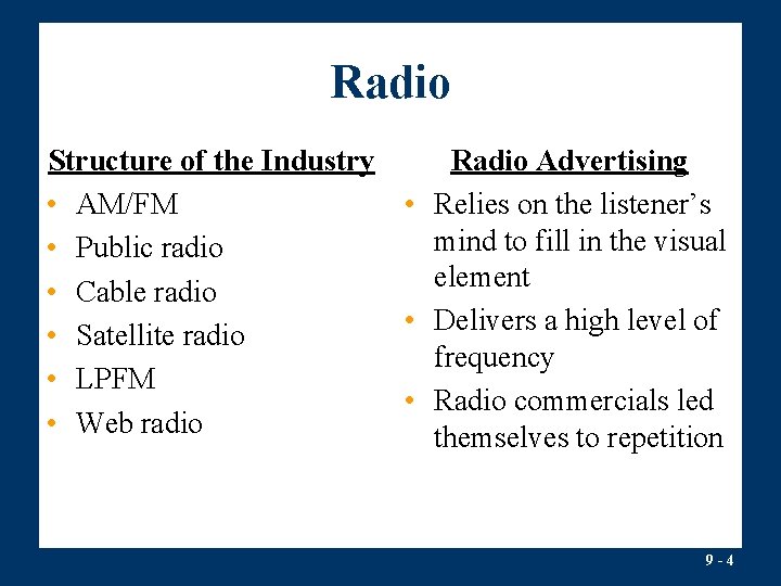 8 Broadcast Media Lecture Outline I III IV
