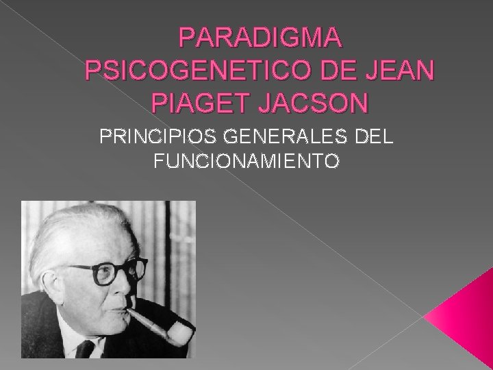 PARADIGMA PSICOGENETICO DE JEAN PIAGET JACSON PRINCIPIOS GENERALES