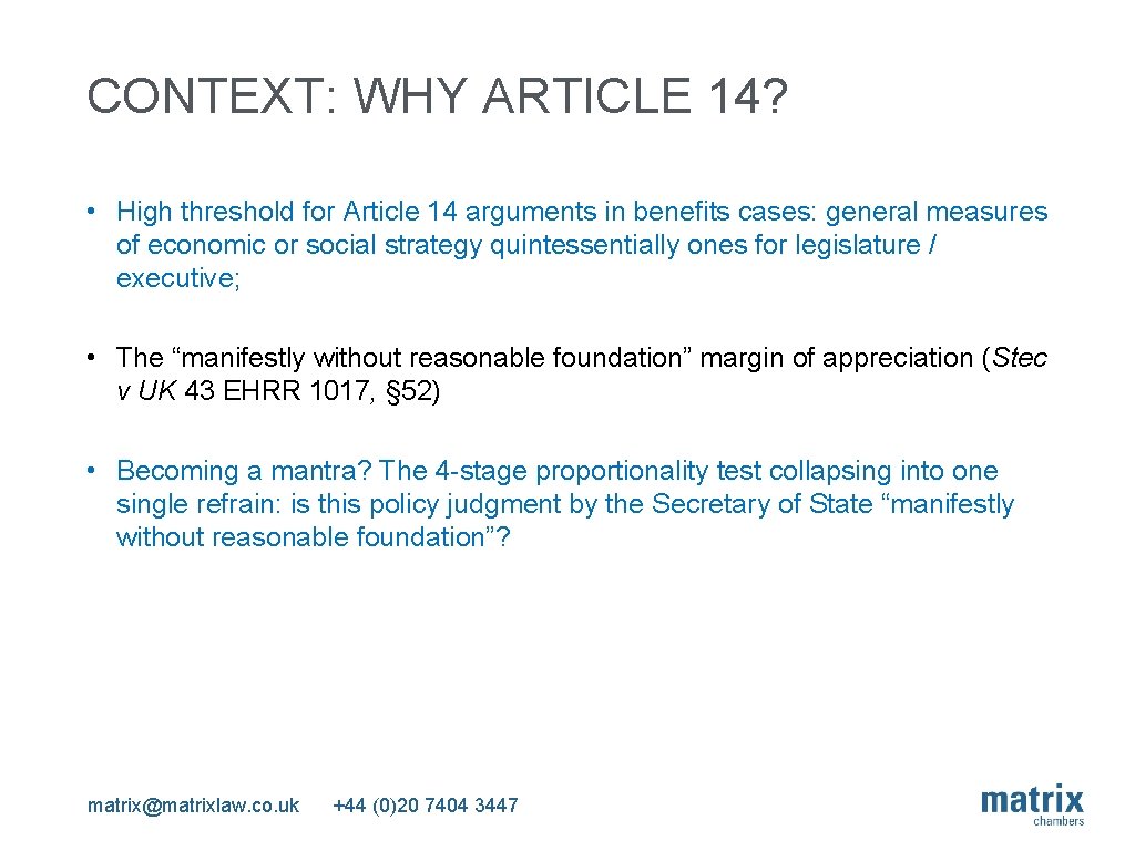 A CASE STUDY ART 14 ECHR INTERNATIONAL LAW