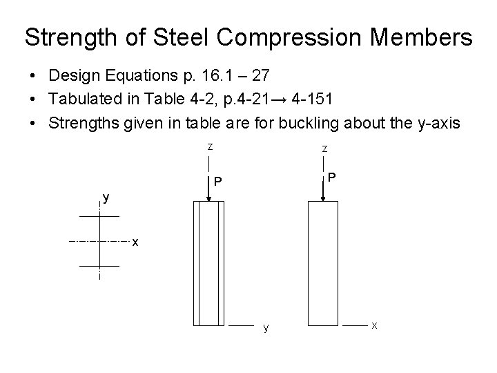 Columns and Other Compression Members The strength of