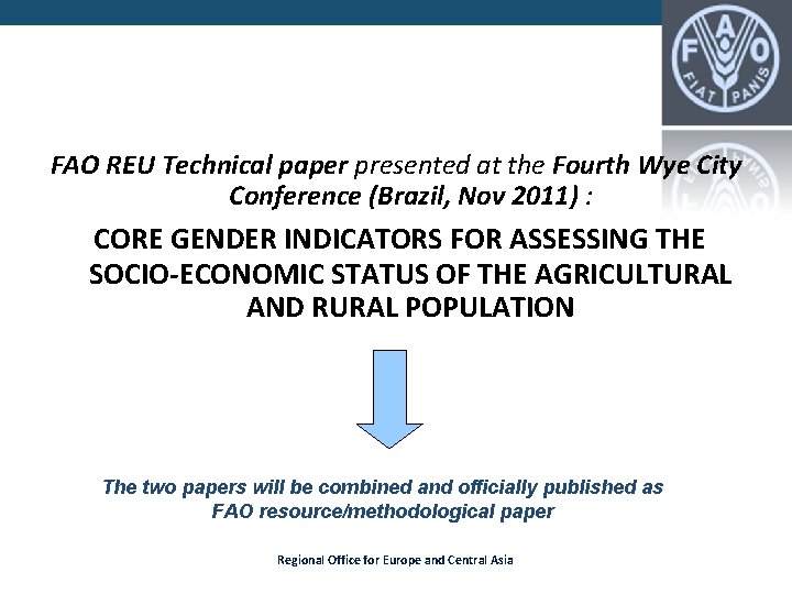 GENDER STATISTICS the work of the FAO Regional