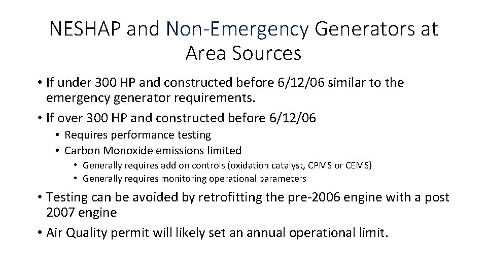 Simple but Complicated Air Quality Permitting for Generators