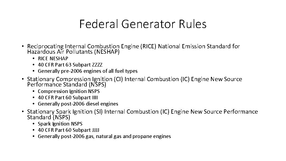 Simple but Complicated Air Quality Permitting for Generators
