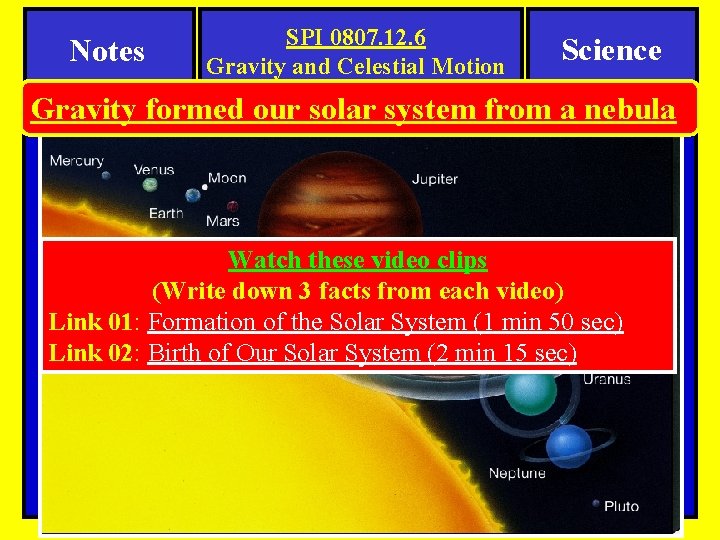 Notes SPI 0807 12 6 Gravity and Celestial