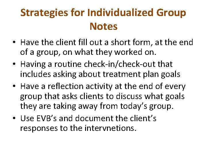 Documenting the use of EBPs in client charts