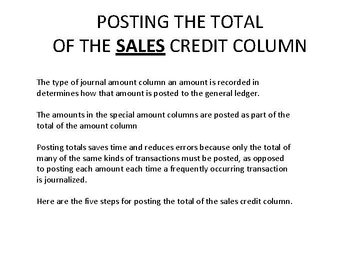 LESSON 4 3 Posting Column Totals from a