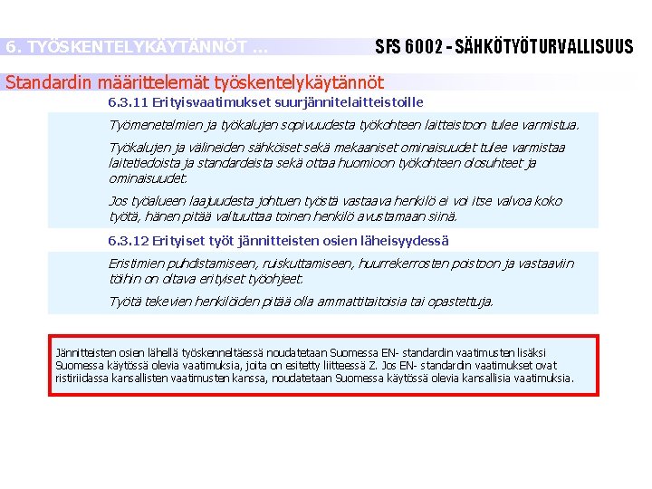 SFS 6002 SHKTYTURVALLISUUS TAUSTAA CENELEC perustettu 1973 European