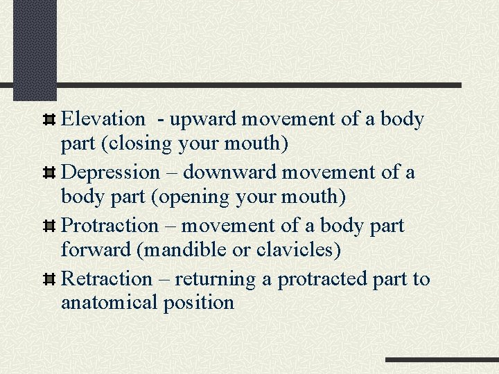 Types of Movements at Synovial Joints Groups of