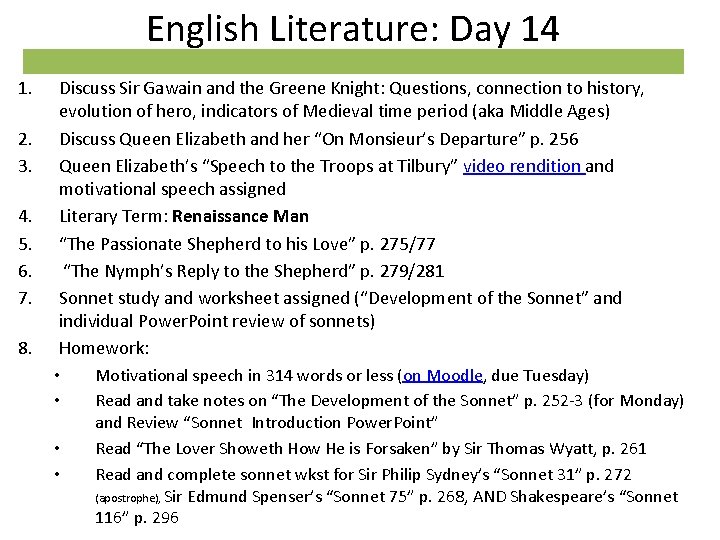 English Literature Day 14 1 2 3 4
