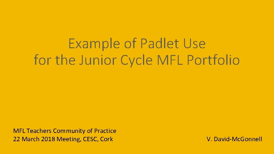 Example of Padlet Use for the Junior Cycle