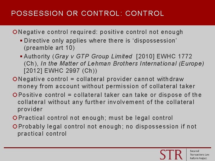 SECURITY INTERESTS IN CASH COLLATERAL Professor Louise Gullifer